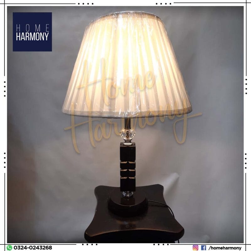 Crystallic Wooden Round Base Table Lamp (Pair) – Home Harmony